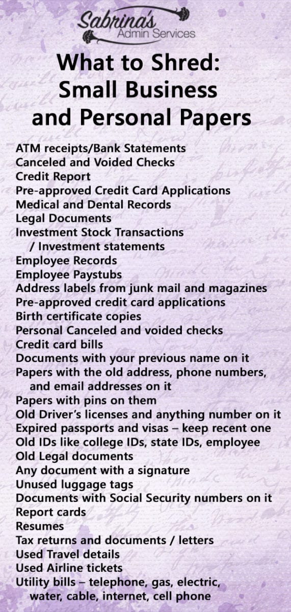 How to Shred Important Small Business and Personal Papers - Sabrinas ...