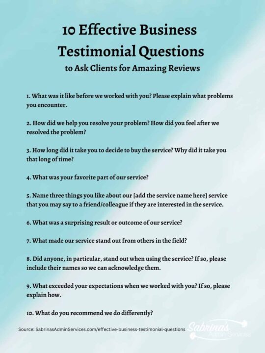 10 Effective Business Testimonial Questions