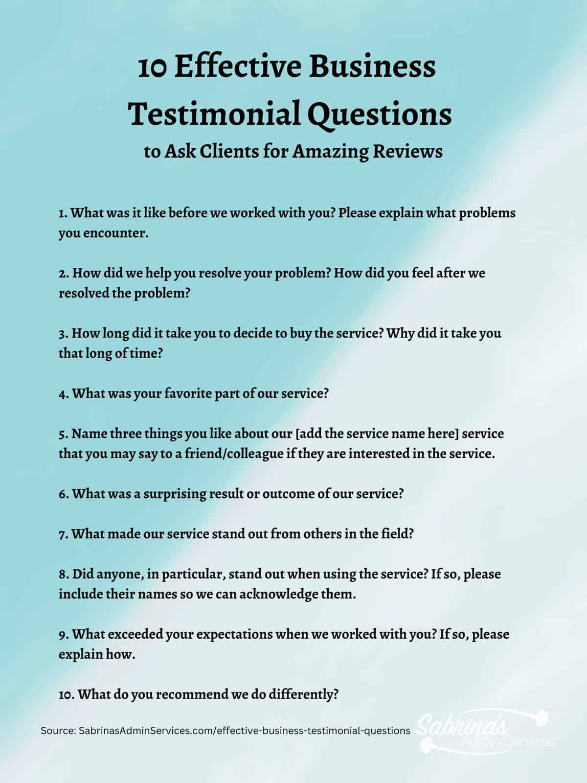 10 Effective Business Testimonial Questions