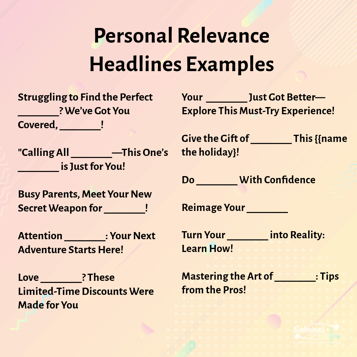 Catchy Headlines For Social Media Posts and PPC Ads - Sabrinas Admin ...
